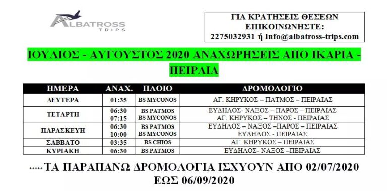 Δρομολόγια Πλοίων Αεροπλάνων Λεωφορείων για το Καλοκαίρι 2020 ...